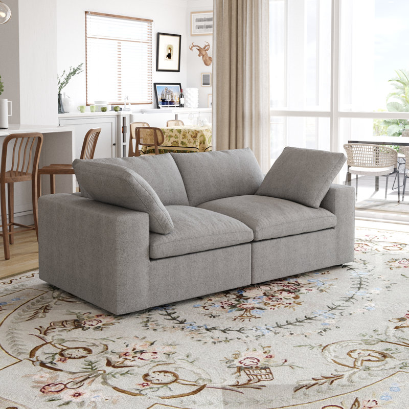 Latitude Run 80 Slipcovered Sofa Fabric Grey 100 Linen Sofas